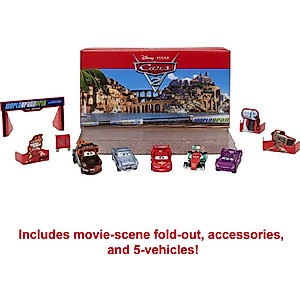Mattel Disney and Pixar Cars Vehicle Set of 5 Collectible Character Toy Cars & Tool Cart, Inspired by World Grand Prix from Cars 2