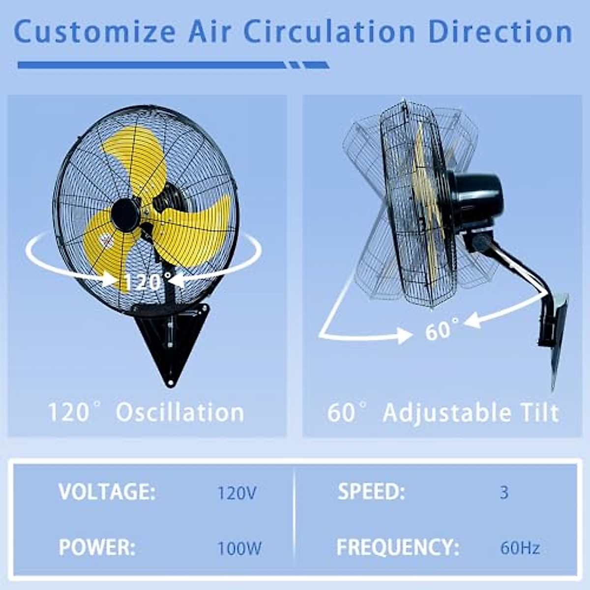 TMWINGS 18in Wall Mount Fan Oscillating Wall Fan Wall Mounted Fan Indoor High Velocity 3 Speed with Adjustable Tilting for Room Commercial Garage Industrial Outdoor Wall Fan