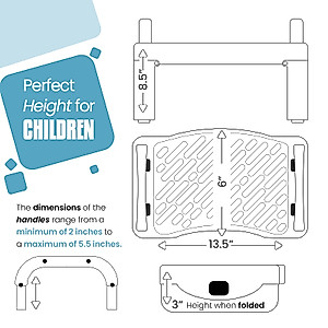 KinderSense® Foldable Step Stool for Kids with Handles - Toddler Folding Foot Stool for Bathroom Sink, Potty Training and More - Adjustable and Removable Handles