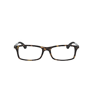 Ray-Ban RX7017 Rectangular Prescription Eyeglass Frames, Matte Black/Demo Lens, 52 mm