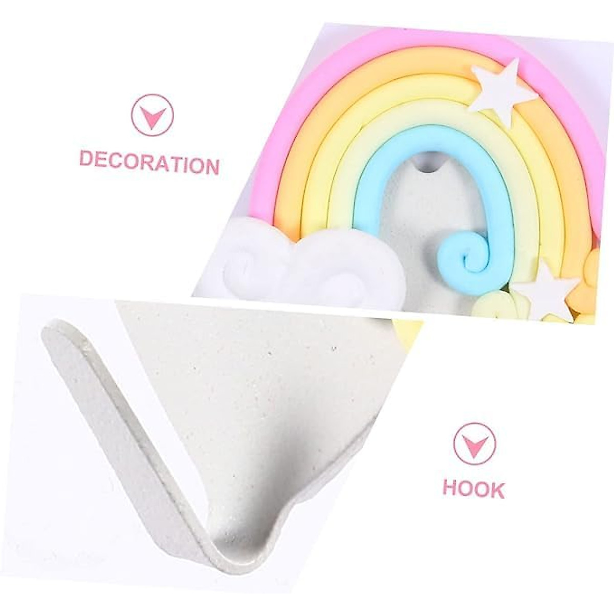 18Pcs Rainbow Wall Hook Cute Clouds Star Rainbow Key Hat Towel Hooks Adhesive Drill Free Wall Hangers Wall- Mounted Hanger Wall Clothes Hooks for Home Office Kids Room