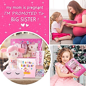 SHUNNIUB Big Sister Gifts for Girls, New Big Sister Gifts for Little Girls Age 3-12 Toddler Girls from Mom Dad Aunt Uncle Includes Tumbler Big Sister Book Little Girl Doll Big Sis Eye-Shade