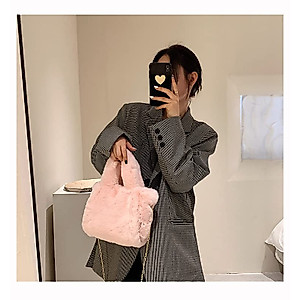 Tote Bag large Shoulder Bag Fleece Faux Fur Hobo Tote Bag Handbag Retro Bag Solid Color Big Purse