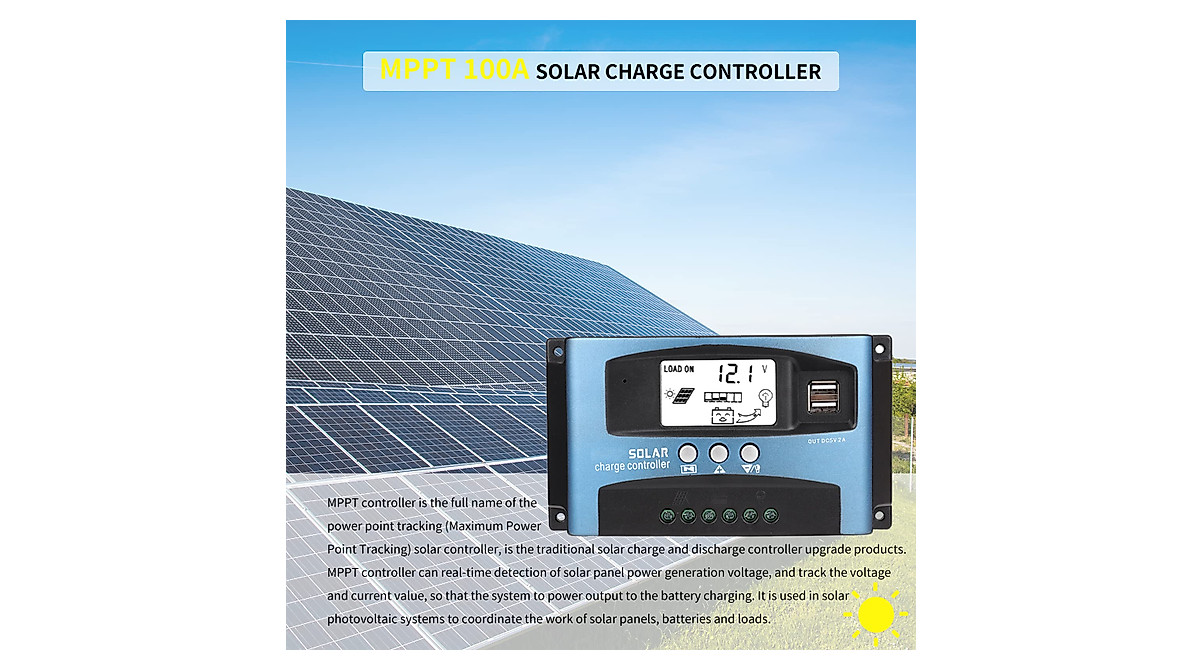 Gugxiom 100A MPPT Solar Charge Controller with LCD Display
