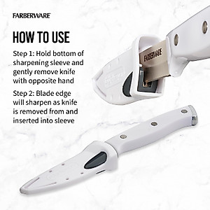 Farberware Edgekeeper Triple Riveted Paring Self-Sharpening Blade Cover, High Carbon-Stainless Steel Kitchen Ergonomic Handle, Razor-Sharp Knife, 3.5 Inch, White