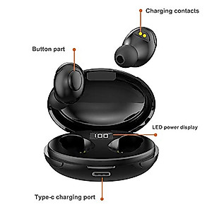 Wireless Earbuds,Bluetooth Headphones with Mic USB-C LED Display Charging Case, IPX6 Waterproof Wireless Earphones,HiFi Stereo Deep Bass,in-Ear Headset for Sport Work