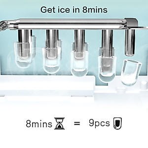 ZAFRO Ice Makers Countertop with Self-Cleaning, 26.5Lbs/24Hrs, 9 Cubes Ice Ready in 6~9Mins, Portable Ice Maker with Ice Scoop/Basket for Home/Kitchen/Office/Bar, Green
