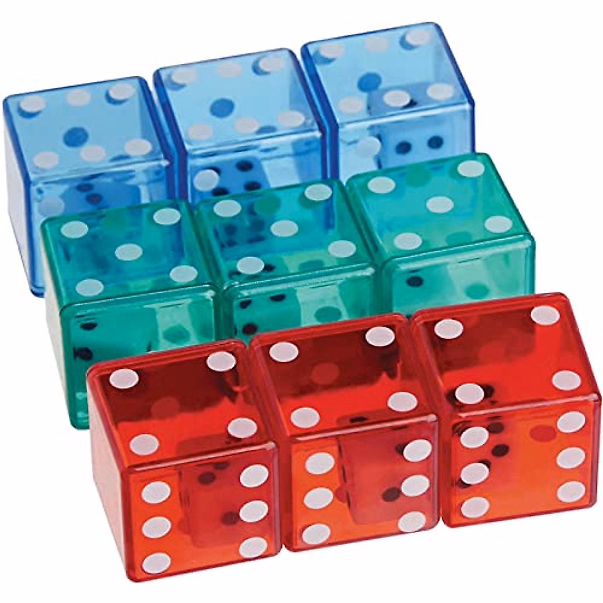 Teacher Created Resources® Dice Within Dice, Pack of 9,Red, Green, Blue, White, 1"