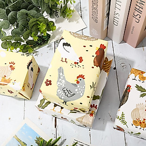 JarThenaAMCS 8 Sheet Farm Animal Wrapping Paper -Not Roll- Chicken Gift Wrap Paper Folded Flat Art Paper for DIY Crafts Baby Shower Birthday Party Supplies, 19.7 x 27.6 Inch