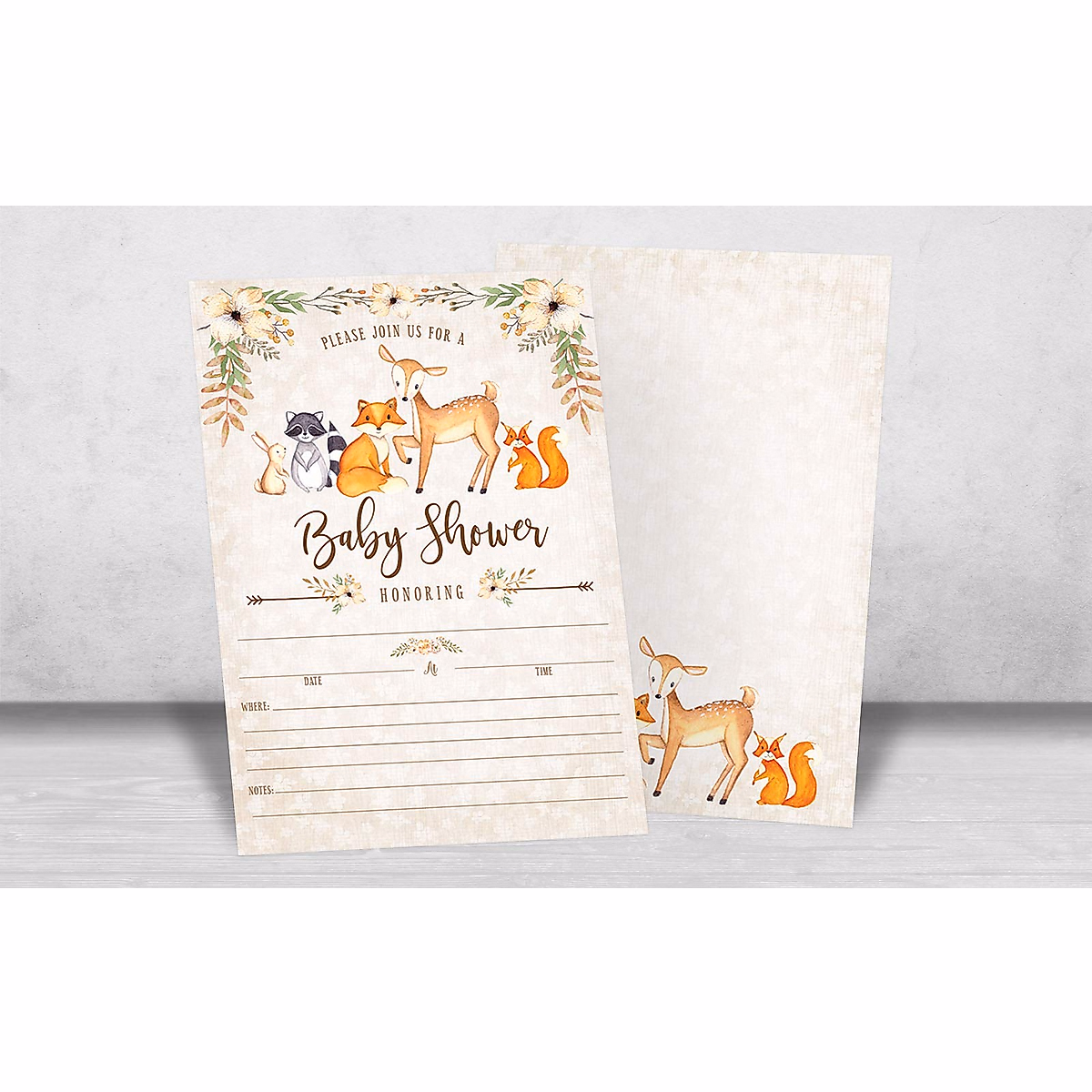 Your Main Event Prints Woodland Baby Shower Invitations, Fox Baby Shower, Boy Baby Shower, Deer Baby Shower, Little Fox, 20 Fill in Invitations and Envelopes