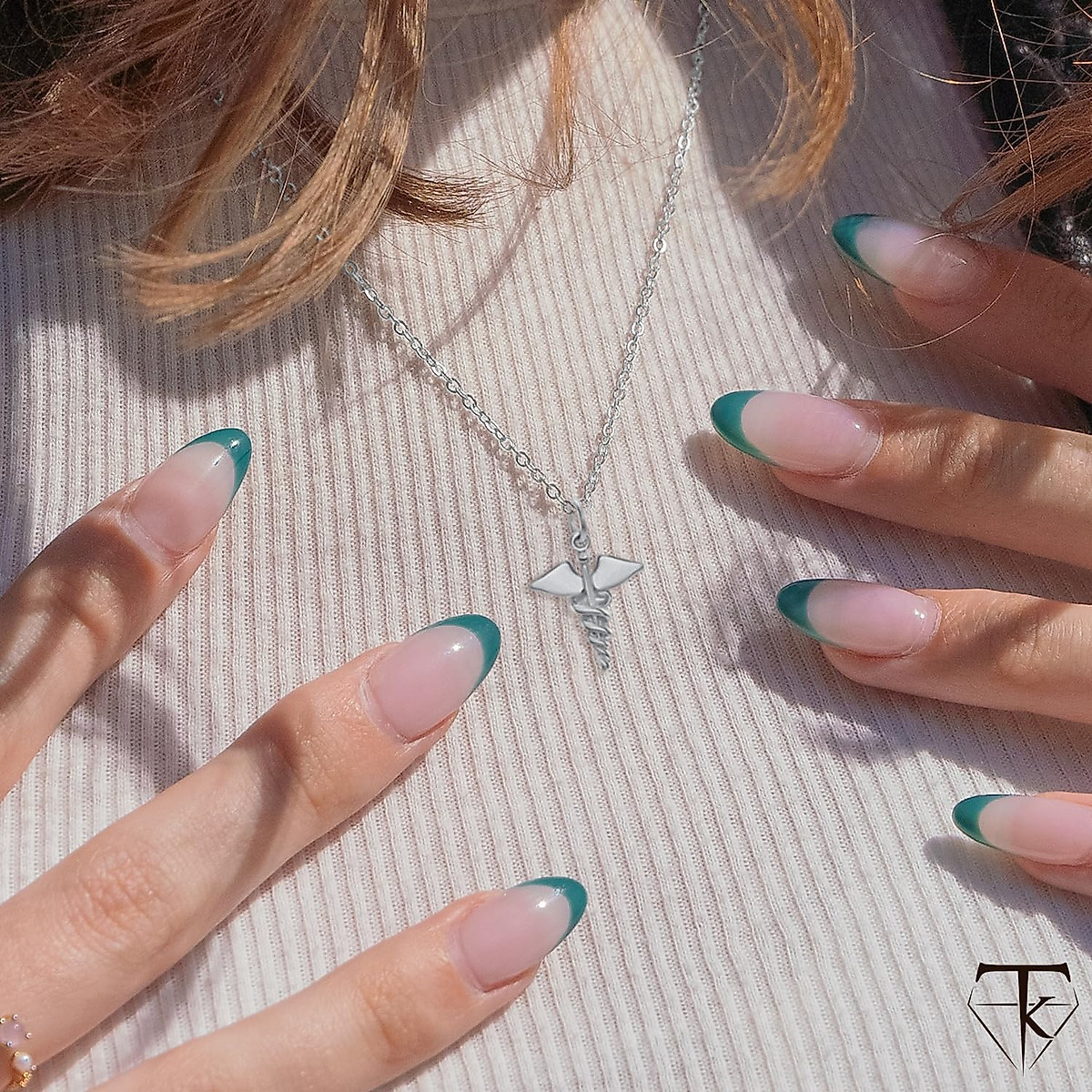 Takar Solid Sterling Silver Caduceus Symbol Pendant, Silver Pendant Charms, Sterling Silver Pendant For Women and Men. Caduceus Silver Jewelry MADE IN USA.