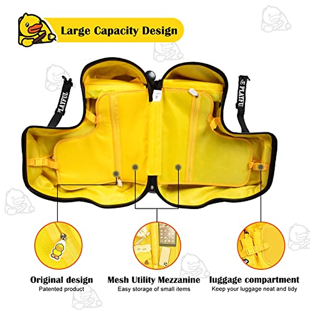 eing Children's Ride-On Travel Suitcase,Travel Rolling Kid's Luggage with Wheels Carry Trolley Luggage with Password Lock,Cute Funny Children's Ride On Trolley Luggage,24 Inch (Yellow Car)