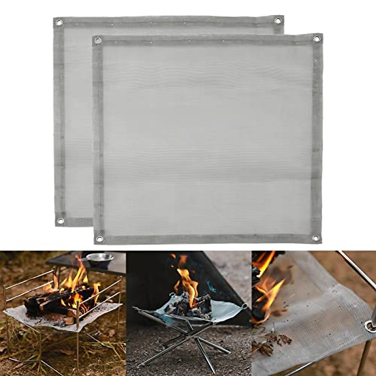 Colaxi Portable Fire, Camping Stainless Steel Outdoor Fireplace, Collapsing Steel Mesh Fireplace Foldable Outdoor Fire Patio Camping, Backyard Garden, 42x42x0.2cm