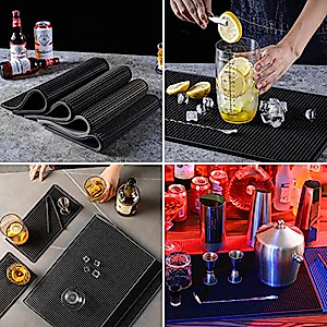 XieNie Bar Mat 6 x 12 Small Black, Coffee Mat for Home Bar, Rubber Bar Service Spill Mat for Cocktail Bartender Kitchen Countertop, PVC Counter Top Cup Mats Glasses Drying Mat, 1PCS