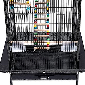 Bird Cage Open Top Standing,Parrot Cage with Rolling Stand,Large Bird Flight Cage for Parekette Cockatiel Finch Macaw Cockatoo Pet House 22.8 * 22.8 * 39.9"