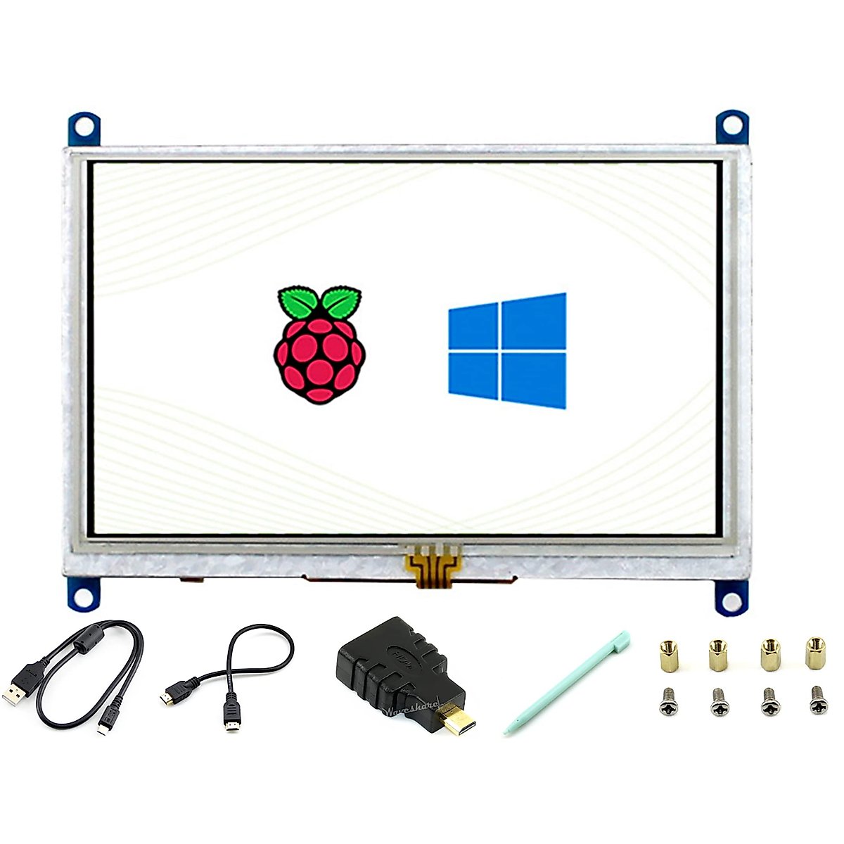 waveshare 5inch HDMI LCD Resistive Touch Screen LCD (B), 800x480 Resolution, Support All Versions of Raspberry Pi,Windows 10/8.1/8/7, BB Black, as Well as General Desktop Computers