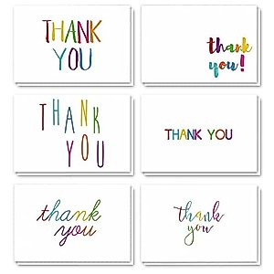 Juvale 48 Pack Thank You Note Cards with Envelopes for Kids Birthday, Baby Shower, Blank Inside (4x6 In)