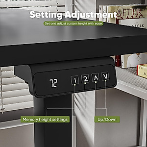 Shahoo Electric Standing Desk with Monitor Shelf, 63 x 27 Inches Height Adjustable Corner Table, Computer Workstation with Cup Holder and Hook for Home Office, Black, 63x27 Inch