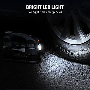 AVID POWER 12V DC Tire Inflator Portable Air Compressor with Heavy Duty Dual Cylinders for Fast Inflation, Auto Shut-Off Tire Pump with Digital Pressure Gauge, LED Light, Air Inflator for Tires