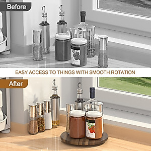 Lazy Susan Turntable for Cabinet - 9.85" Acacia Wood Lazy Susan Organizer for Kitchen Countertop Pantry Coffee Table, Vanity Tray for Perfume Dresser Tops Bathroom Counter Home Decoration