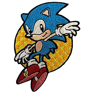 Leaping Sonic - Classic Sonic The Hedgehog Iron On Patch