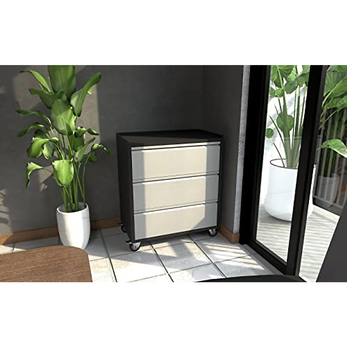 Garage Metal Storage Cabinet with Wheel for Home Garage/Adjustable Shelves, Lockable, Stiffener and Bumpers Design, Six Cabinets…