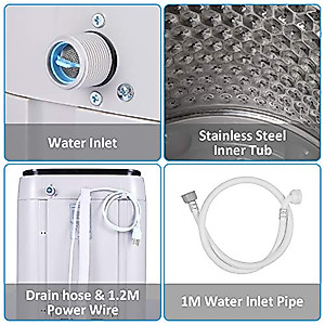Portable Washing Machine,Full Automatic Washer with 10 Programs and 8 water levels, 1.45cu.ft/13.5 lbs Capacity Ideal Laundry Washer for RVs, Dorm, Apartment (1.45cu.ft)