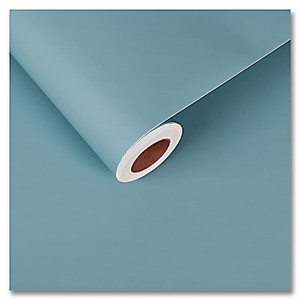 CRE8TIVE Thickened Ocean Blue Wallpaper Peel and Stick 24"x118" Self Adhesive Removable Light Blue Contact Paper Waterproof Decorative Vinyl Film for Bedroom Bathroom Countertops Cabinets Drawer Walls