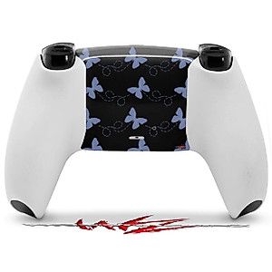 WraptorSkinz Skin Wrap compatible with Sony PS5 DualSense Controller Pastel Butterflies Blue on Black (CONTROLLER NOT INCLUDED)