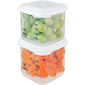 carrotez Stackable Food Storage Containers with Airtight lids, Meal Prep Containers, Portion Control Containers with labels, 16oz, Reusable, Pack of 2
