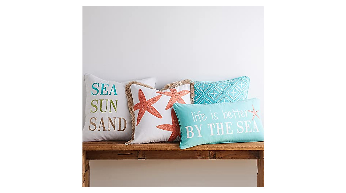Levtex Home Bakio Decorative Pillow: Coral Starfish Design