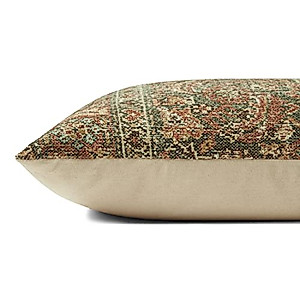 Loloi PAR0003 Throw-Pillows, 16'' x 26'' Cover w/Poly, Charcoal/Rust