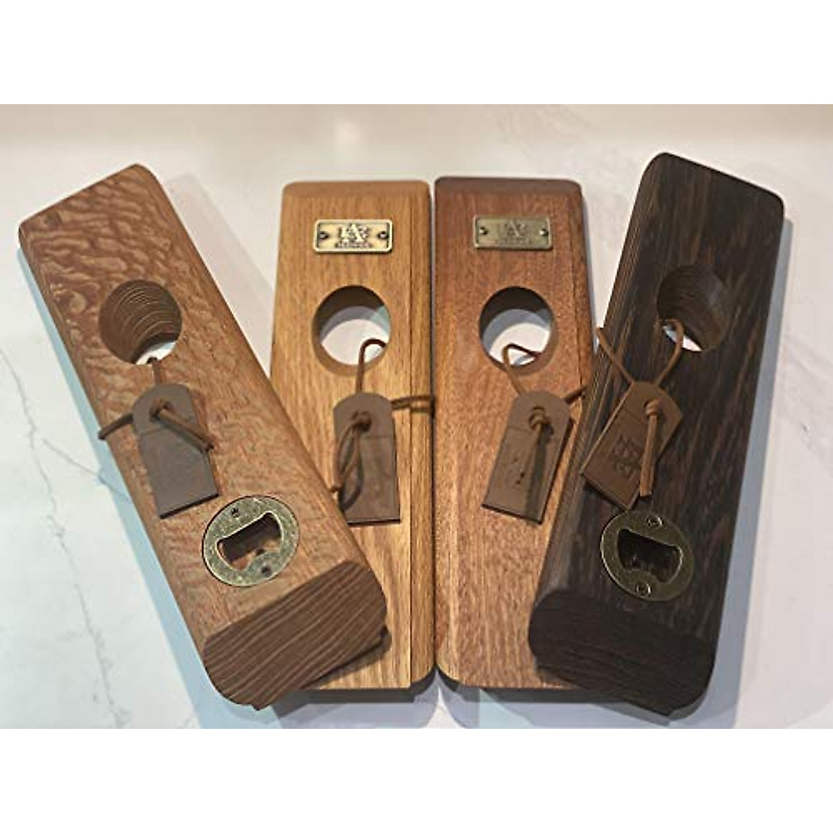 A&E Millwork LTD Mahogany Edge Grain Self-Balancing Wine Bottle Holder, Bottle Opener
