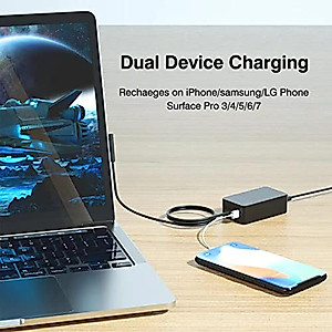 [Upgraded Version] Surface Pro Charger 65W for Surface Pro 3/4/5/6/7/8/9/X Power Supply Adapter, Compatible for Both Microsoft Surface Book Laptop/Tablet，Works with 65W&44W&36W&24W (6.6 Ft Cord)
