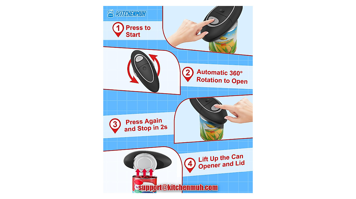 One-Touch Electric Can Opener: Easy & Safe for All Cans