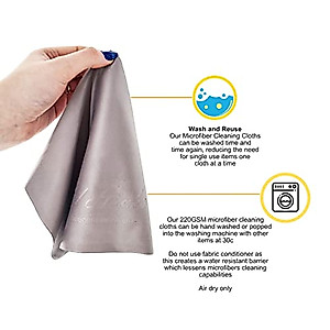 Ed Hicks 3 Large Premium Microfiber TV Screen Cleaning Cloths [12” x 12”] for Cleaner LCD LED OLED Screens, iPad, Laptop Computer | Storage Pouch | Chemical Free | Anti-Static | 1 Black 1 Blue 1 Grey