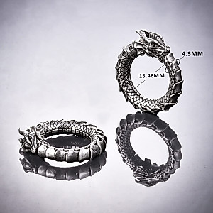 PUNKYOUTH 1 Pair 2g Ear Hanger Dangle Gauges For Ear Hoop Ear Plugs Brass Ear Gauges Floral Retro Dragon Stretcher Expander Piercings