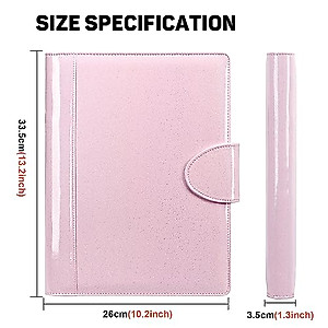 Toplive Padfolio Folder 3 Ring Binder PU Leather Portfolio, Business Interview Resume Portfolio A4/ Letter Size Document Organizer with Clipboard for Women Men, Pink