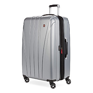 SwissGear 7585 Hardside Expandable Luggage with Spinner Wheels, Silver, Checked-Large 28-Inch
