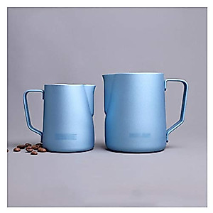 Gravy Boat 304 Stainless Steel Pointed Mouth Milk Foam cup Coffee can Personalized Butter can Pitcher Coffee Utensils Suitable for Latte Cappuccino Cocoa Sauce Jug (Color : 2 blue)