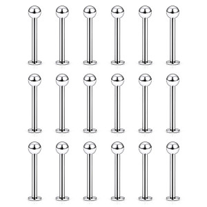 Yaalozei 16G 12mm Lip Labret Monroe Medusa Ashley Rings Stud Piercing Jewelry 16 Guage Surgical Stainless Steel Snake Bite Flat Back Lip Ring Helix Cartilage Earrings Stud Piercings Jewelry Women Men