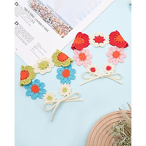 Ufgin HAIRBAND for Women - Handmade Crochet Headband, Adjustable Hippie Hair Bandanas, Boho Headbands, Knit Hair Bands - 2 Count (Red, Green)