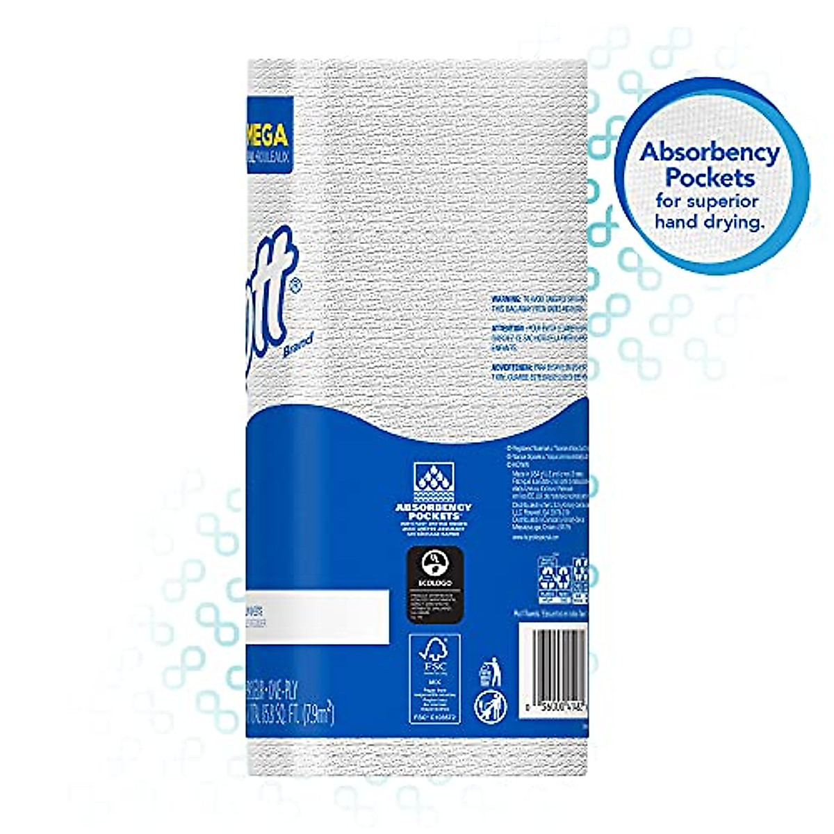 Scott Kitchen Paper Towels (41482) with Fast-Drying Absorbency Pockets, Perforated Standard Paper Towel Rolls, 128 Sheets/Roll, 20 Rolls/Case