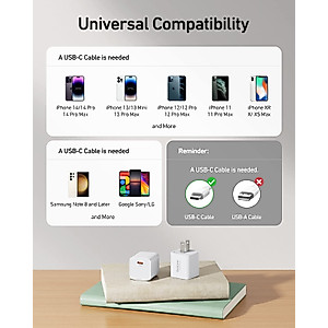 SELORE USB C Charger Block, [2 Pack] iPhone Fast Charger Block 20W PD 3.0 Type C Charging Block Compatible for iPhone 15/15 Pro/15 Pro Max/14/14 Pro/14 Pro Max/14 Plus/13