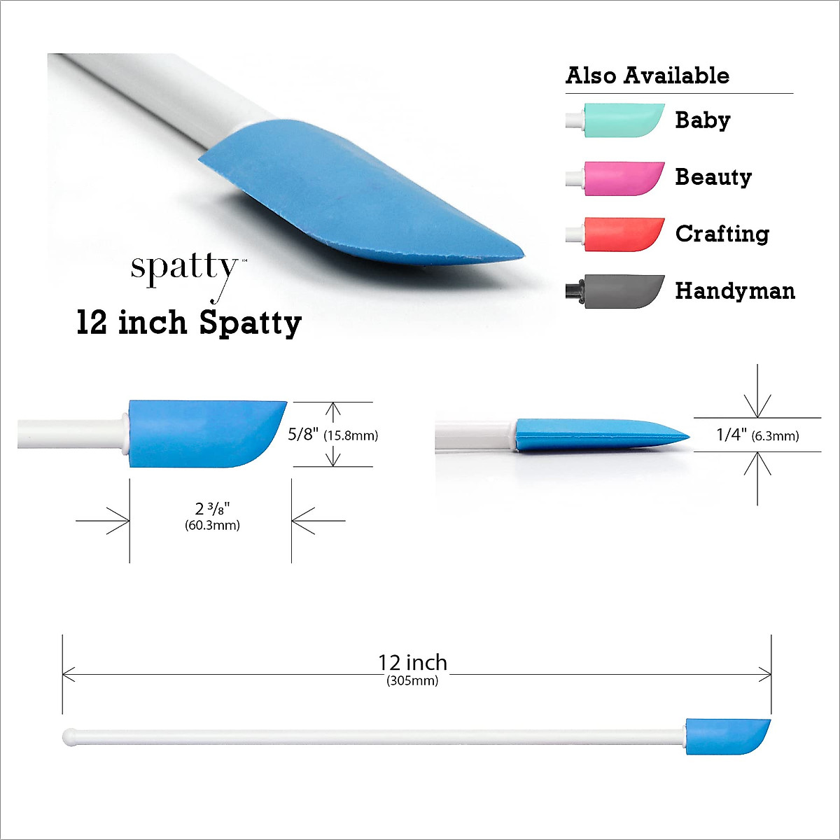 Spatty Daddy Kitchen Spatula (12 Inch Blue) Shark Tank Mom Made Scrapes Last Drop From Jars, Ketchup, Icing, Peanut Butter, Spreading or Mixing Gifts for Cooks, Grandma, Stocking Stuffers For Her