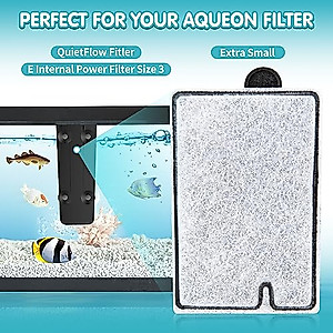 MantaMaze 6 Pack Extra Small Filter Cartridges for Aqueon QuietFlow E Internal Power Filter Size 3 - Extra Small Replacement Filter Cartridges for Aqueon (XS-6 Pack)