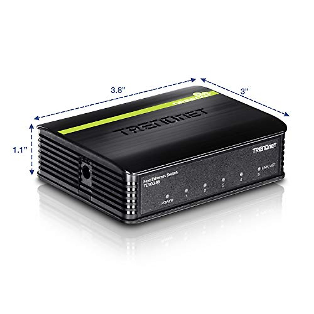TRENDnet 5-Port Unmanaged 10/100 Mbps GREENnet Ethernet Desktop Plastic Housing Switch, 5 X 10/100 Mbps Ports, 1Gbps Switching Capacity, TE100-S5