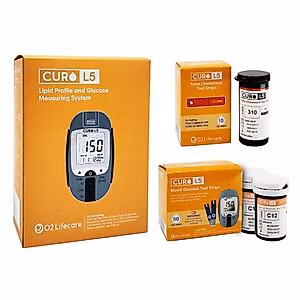 HOME Cholesterol and Glucose Self Test Kit (Device + 10 Total Cholesterol Test Strips + 50 Glucose Test Strips Included)