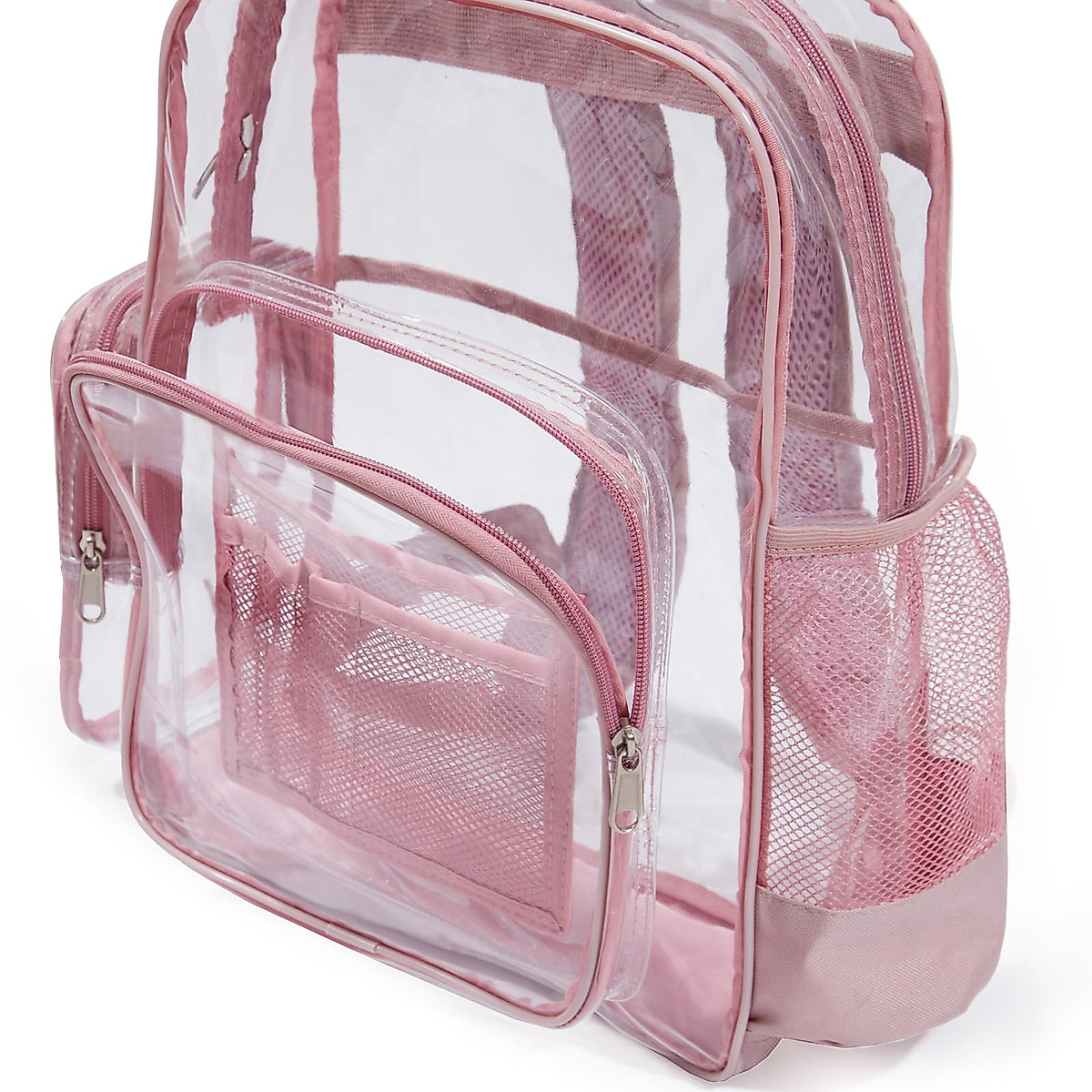 Jusdot Clear Backpack Heavy Duty PVC Transparent Backpacks for School, Workplace, Rose Gold