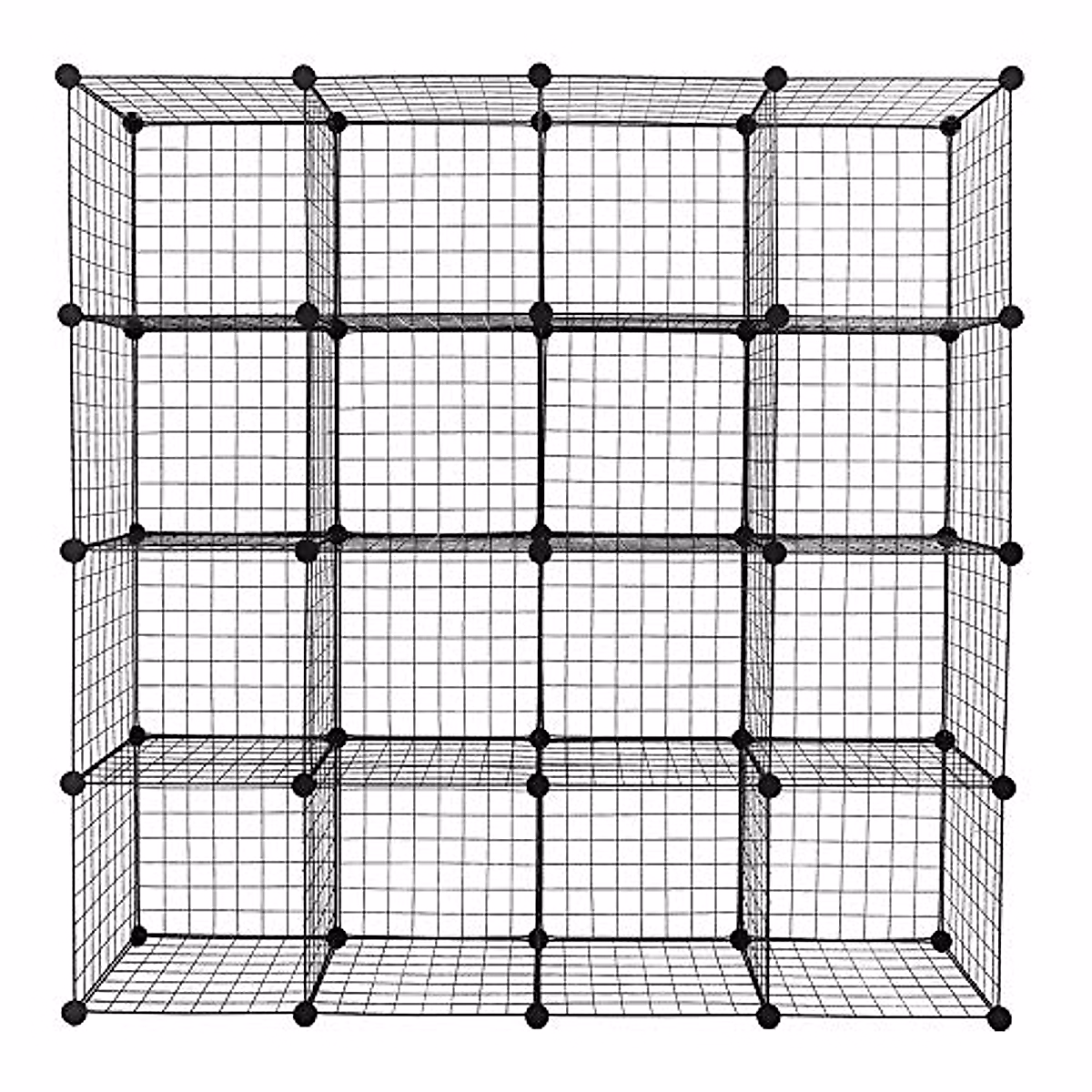 VINGLI Wire Cube Storage, 16-Cube Metal Grids Shelves, Stackable Storage Bins Multifunction Modular Bookcase Closet Cabinet Ideal for Living Room Bedroom, Home, Office